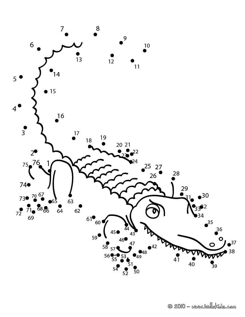 Crocodile Dot To Dot Game Coloring Pages Hellokids