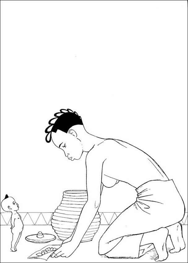 Kirikou and old man coloring pages